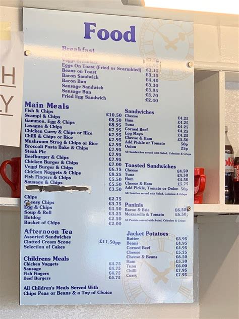 Menu At The Clock Cafe Scarborough