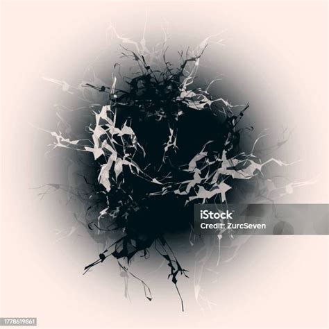 중앙에 균열이 있고 중간에 블랙홀이 있는 추상적인 배경입니다 그런 지 배경입니다 벡터 일러스트 레이 션입니다 감청색에 대한 스톡
