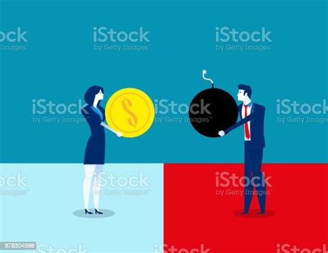 위험 비즈니스 사람과 위험한 거래입니다 컨셉 비즈니스 벡터 일러스트입니다 문자를 평면 만화 스타일의 디자인 경쟁에 대한 스톡 벡터 아트 및 기타 이미지 Istock