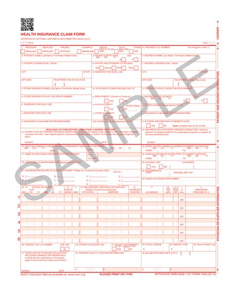 HCFA Claim Form Health Insurance Claim Form