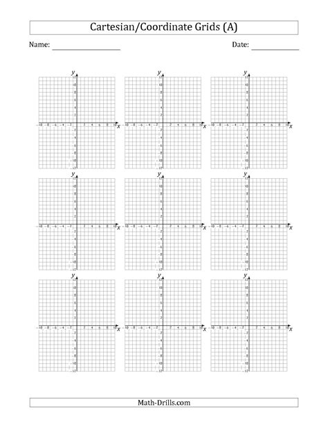 The 9 Per Page Cartesiancoordinate Grids Math Worksheet From The Graph