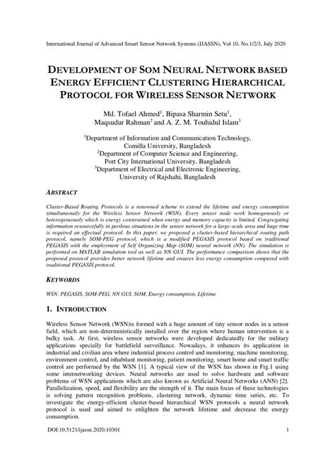 Pdf Development Of Som Neural Network Based Energy Efficient Clustering Hierarchical Protocol