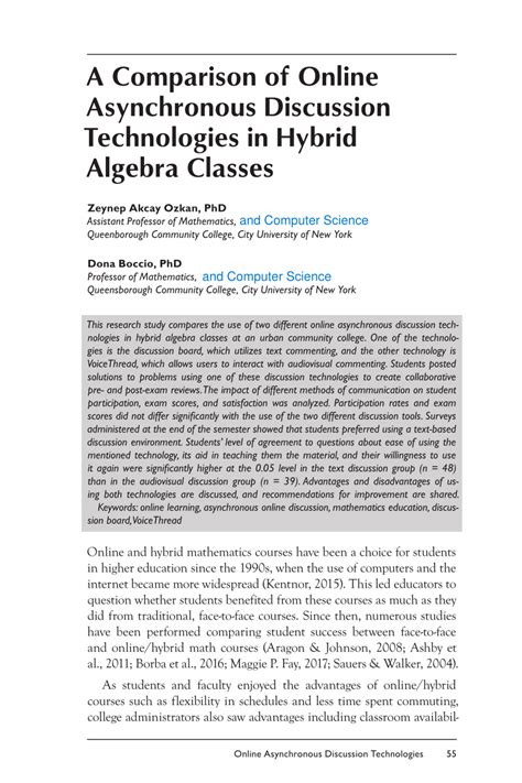 Pdf A Comparison Of Online Asynchronous Discussion Technologies In