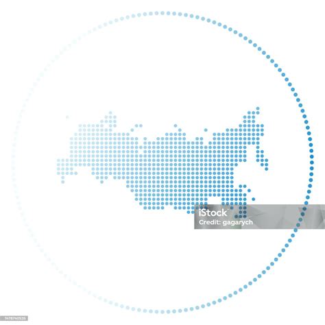 러시아 디지털 배지 원 안에 러시아의 점선 스타일 지도 그라데이션된 점이 있는 국가의 기술 아이콘입니다 아름 다운 벡터 그림입니다 0명에 대한 스톡 벡터 아트 및 기타