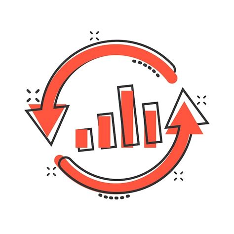 Premium Vector Growing Bar Graph Icon In Comic Style Increase Arrow Cartoon Vector