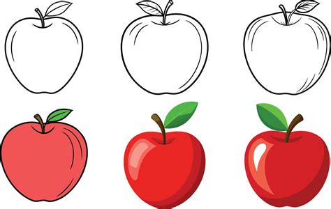 Beautiful Apple Drawing In Various Styles From Simple Line Art To