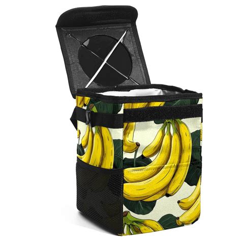 Banana Car Trash Can Foldable With Lid Leak Proof Hanging Storage