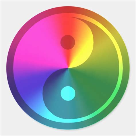Spiritual Yin Yang Rainbow Design Classic Round Sticker Zazzle
