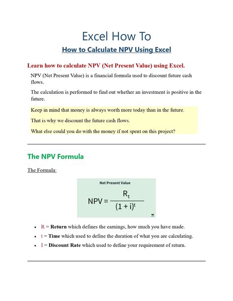 How To Calculate NPV Using Excel Master Of Accountants