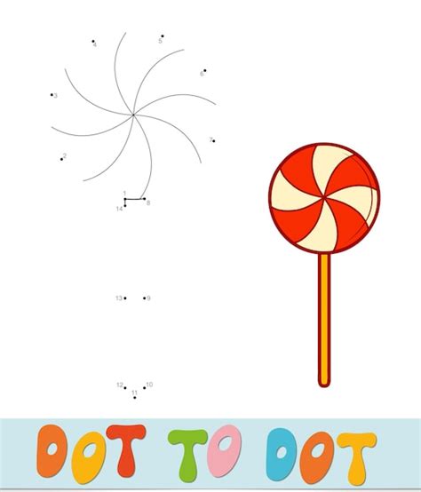 Dot To Dot 크리스마스 퍼즐입니다 점 게임을 연결합니다 사탕 벡터 일러스트 레이 션 프리미엄 벡터