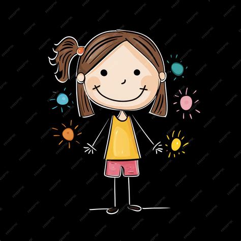 Premium Photo Playful Stick Figure Girl Clipart On White Background