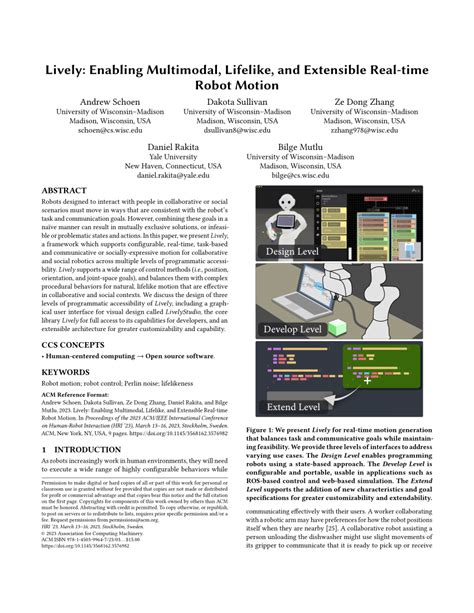 Pdf Lively Enabling Multimodal Lifelike And Extensible Real Time Robot Motion