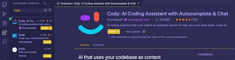 installing cody in vs code sourcegraph docs