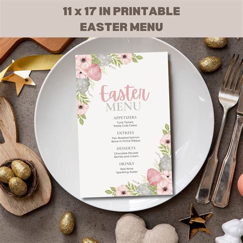 Easter Menu Printable Easter Menu Easter Brunch Menu Editable Printable Template Easter