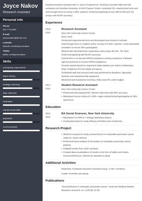Research Assistant Resume Sample And Writing Tips For 2026