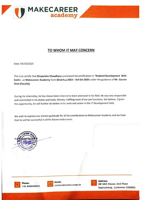 Divyanshu Chaudhary On Linkedin Androiddevelopment Kotlin Internshipcompleted Grateful