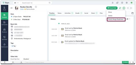 Find And Merge Duplicate Records Online Help Bigin By Zoho Crm
