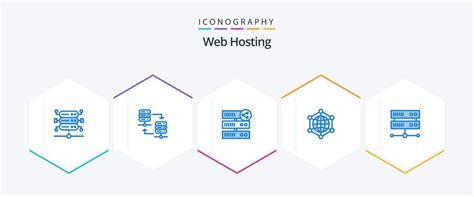 Web Hosting Blue Icon Pack Including Data Center Web Share Server Analytics