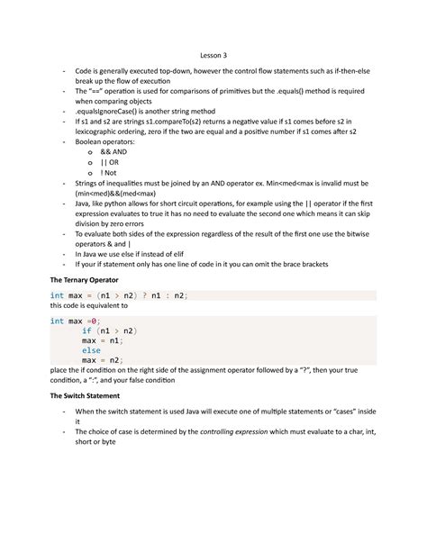Lesson 03notes Lesson 3 Code Is Generally Executed Top Down However