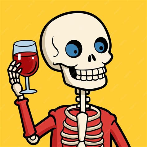 A Skeleton Holding A Glass Of Wine And A Glass Of Wine Premium Ai