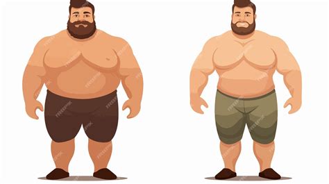 Diverse Body Types Concept Fat And Slim Man With Mustache Big Man And