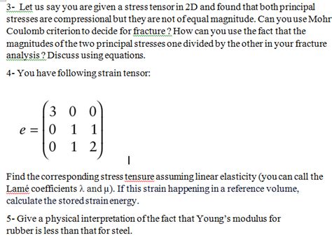 Solved 3 Let Us Say You Are Given A Stress Tensor In 2d And