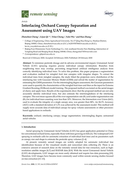 Pdf Interlacing Orchard Canopy Separation And Assessment Using Uav Images