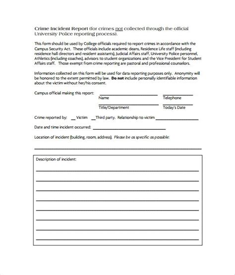 Crime Scene Report Template