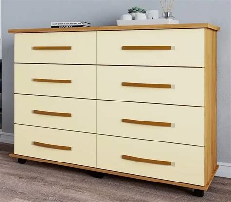 Comoda Jade 8 Gavetas Mel Pérola Com Rodinhas Madeiramadeira