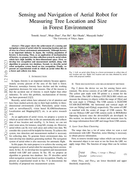Sensing And Navigation Of Aerial Robot For Measuring Tree Location And