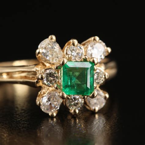 14k Emerald And Diamond Ring Ebth
