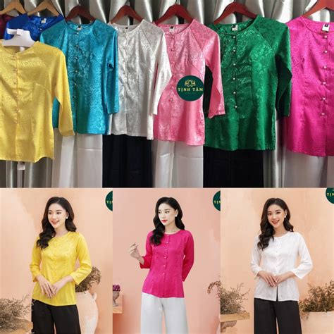 Áo Bà Ba Nữ Lụa Gấm Cao Cấp Bán Rời Áo Và Quần Đồ Bộ Đi Chùa Mềm Mịn