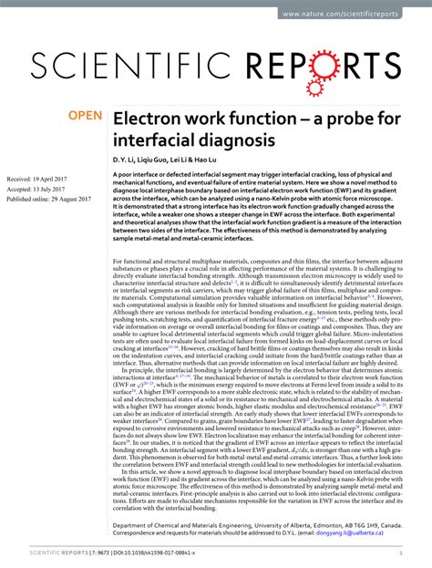 Pdf Electron Work Function A Probe For Interfacial Diagnosis