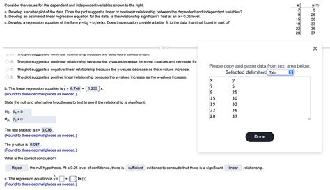 Solved Consider The Values For The Dependent And Independent Chegg Com
