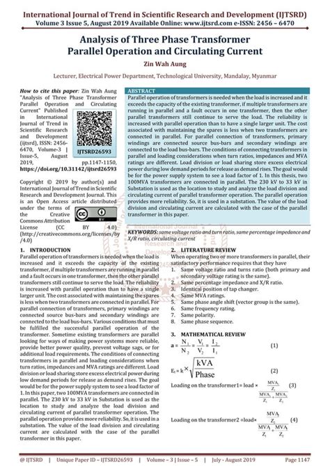 Analysis Of Three Phase Transformer Parallel Operation And Circulating Current Pdf Computer