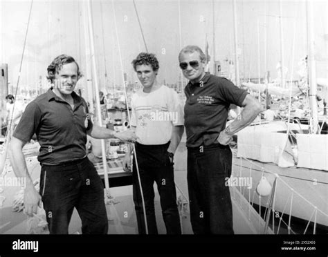 Skipper Cornelius Van Rietschoten Right And Members Of His Crew Prepare For The Start Of The