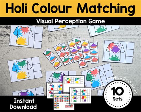 Holi Colour Matching Printable Cards Littleladoo