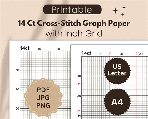14 Count Graph Paper For Cross Stitch With Inch Grid Printable Cross