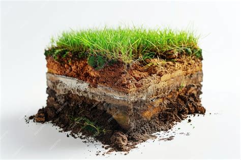 Cubical Cross Section With Underground Earth Soil And Green Grass On