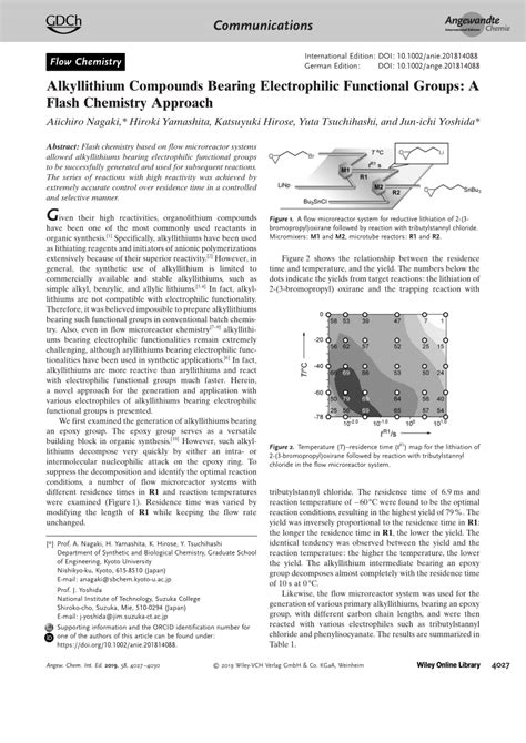 Alkyllithium Compounds Bearing Electrophilic Functional Groups A Flash