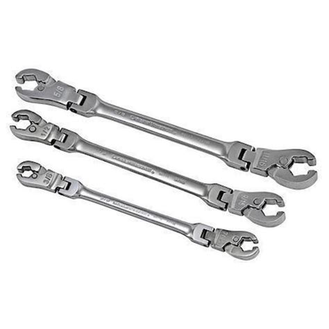 Gearwrench Ratcheting Flex Flare Nut Wrench Set 3 Pc Sae In The
