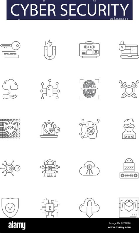 Cyber Security Line Vector Icons And Signs Cybercrime Cryptography
