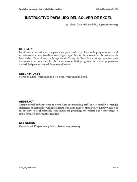 programación lineal en excel pdf microsoft excel ecuaciones