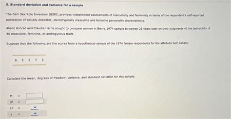Solved 5 Standard Deviation And Variance For A Sample T