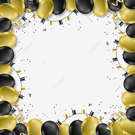 Black Gold Balloon Vector Design Images Border With Black And Gold