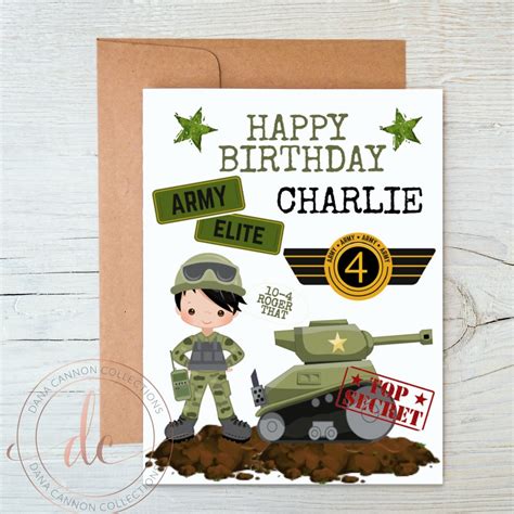 Military Army Birthday Cards Personalized Happy Birthday Etsy