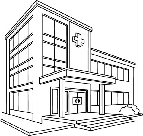 Hospital Building Line Art 55401731 Vector Art At Vecteezy