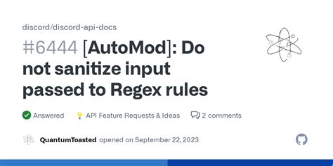 Automod Do Not Sanitize Input Passed To Regex Rules · Discord