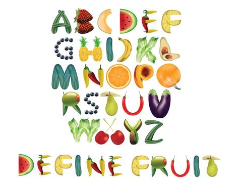 Fruit Alphabet Fonts Alphabet Lettering Alphabet Food Font
