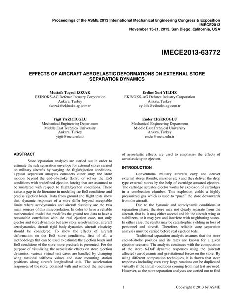 Pdf Effects Of Aircraft Aeroelastic Deformations On External Store Separation Dynamics